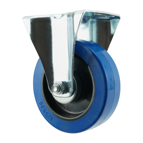 Fixed Top Plate Blue Elastic Castors | Quiet, Heavy-Duty